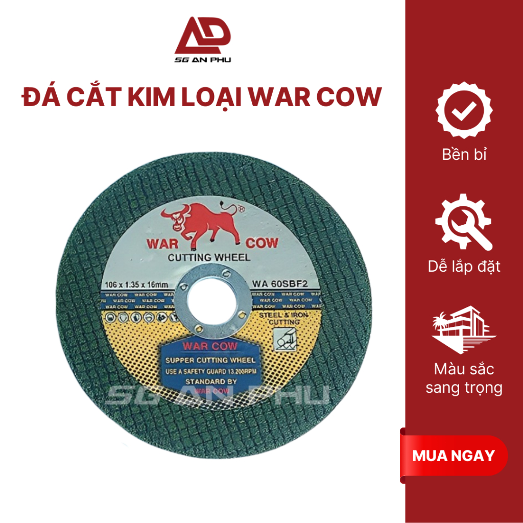 Đá cắt kim loại WAR COW 106x1.35x16 | NPP SG An Phú | Shopee Việt Nam