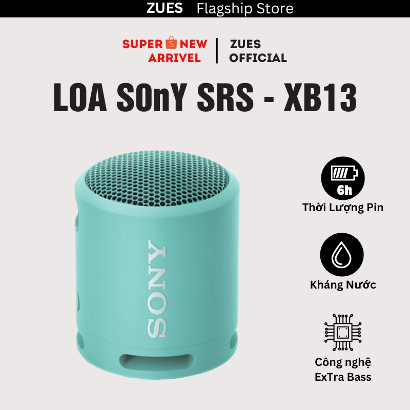Loa Bluetooth Sony SRS - XB13 Âm Bass Mạnh Mẽ Chống Nước IP67 Chơi Nhạc 16H - Kết Nối 2 Loa ...