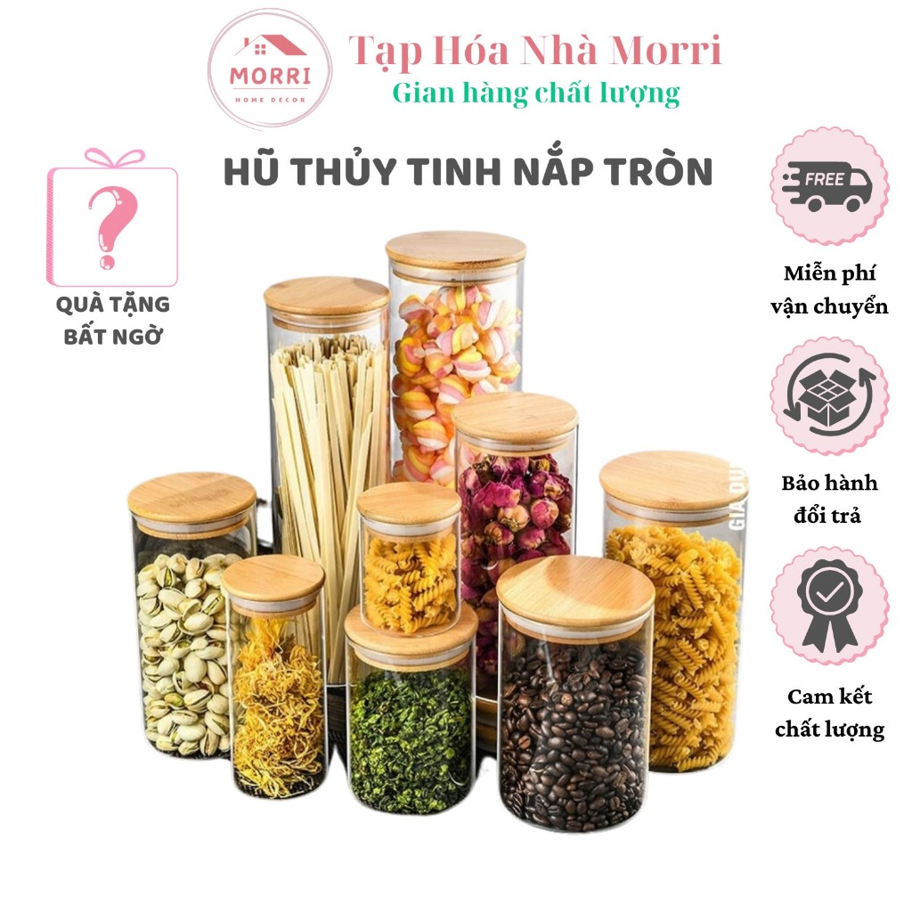 Lọ thủy tinh nắp gỗ, hủ thủy tinh đựng gia vị thực phẩm, dung tích 125-2100ml [Đồ dùng nhà bếp ...