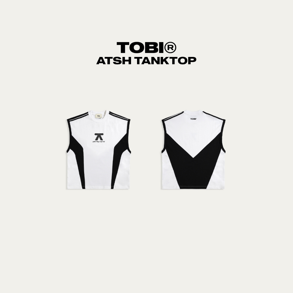 Áo Ba Lỗ Phối Trắng Đen ATSH TOBI | Shopee Việt Nam