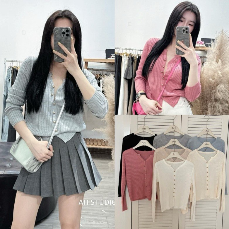 Áo Khoác Len Nữ, Áo Cardigan Len Nữ Mỏng Cúc Đồng Dáng Ôm siêu xinh Siêu Cute K18 | Shopee Việt Nam