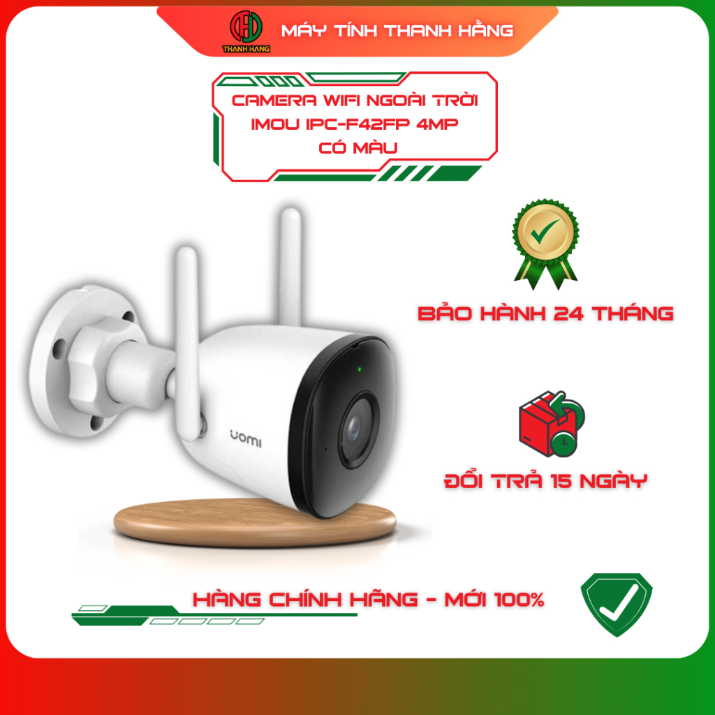 Camera Wifi Imou ngoài trời IP IPC-F42FP-D (4Mp, có màu, có mic, phát ...