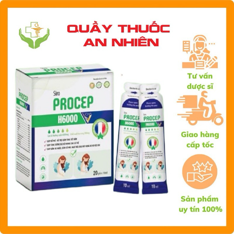 Siro PROCEP H6000 hỗ trợ giảm ho, tiêu đờm, giảm sổ mũi, ngạt mũi hộp ...