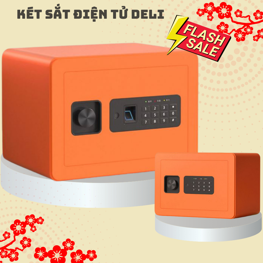 Két sắt mini Deli, két sắt điện tử thông minh bảo mật cao cho gia đình ...