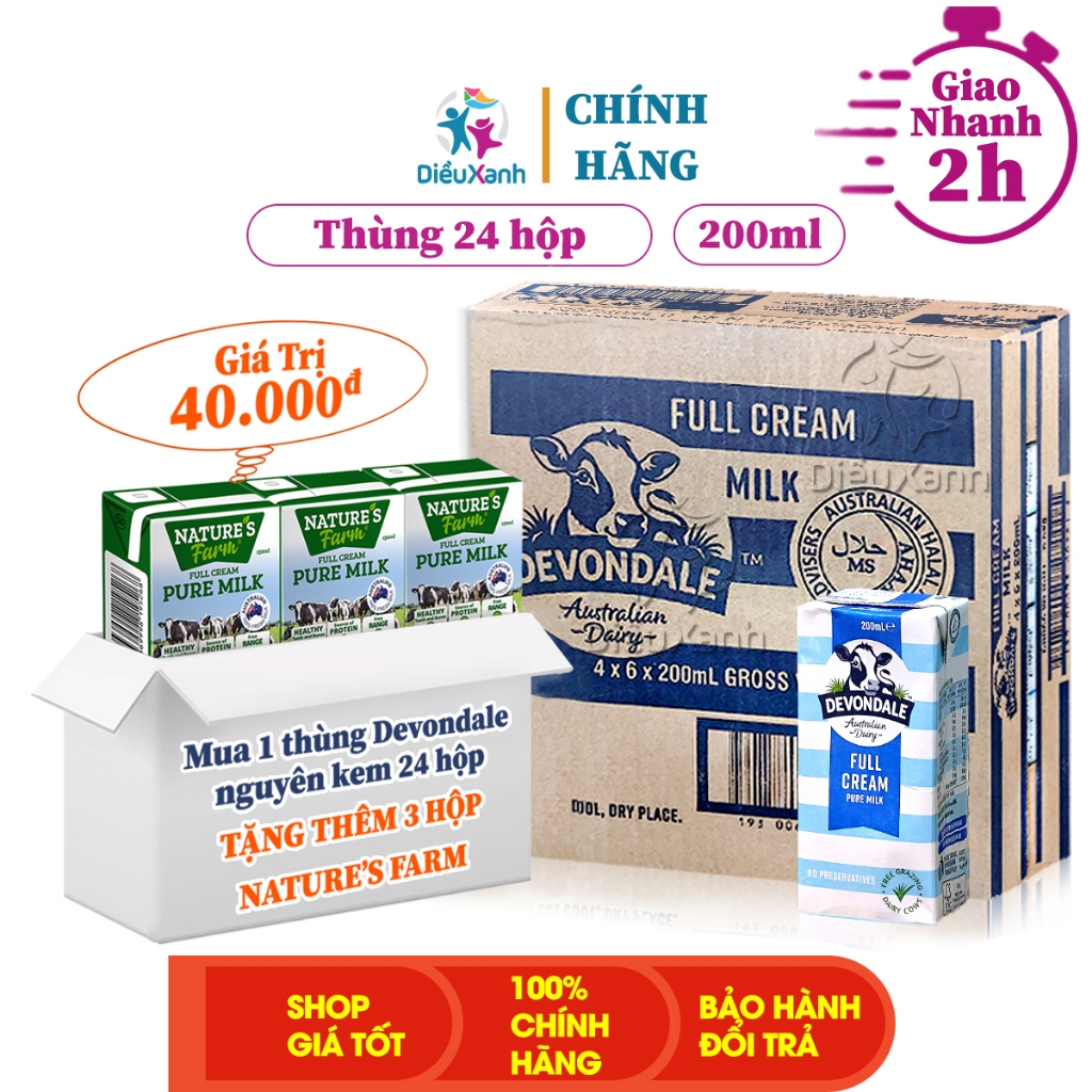 Thùng 24 Hộp Sữa DEVONDALE Nguyên Kem 200ml - Sữa Tươi Không Đường Úc | Shopee Việt Nam
