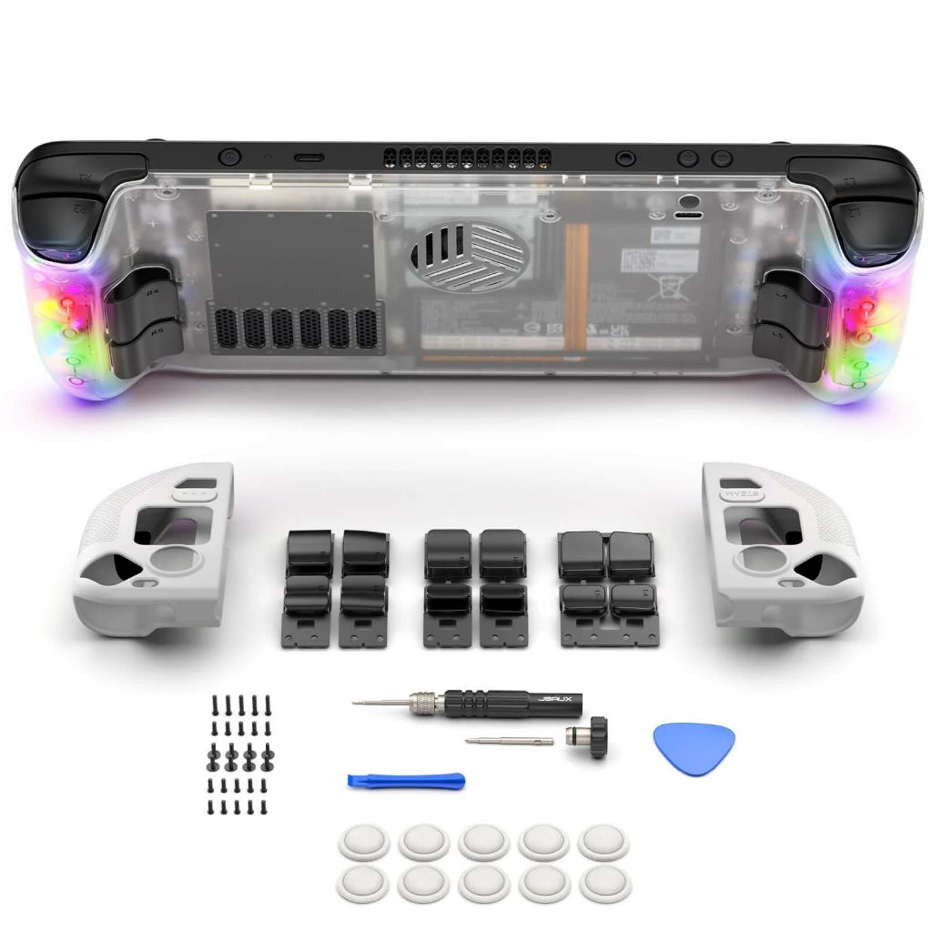 Nắp lưng trong suốt Jsaux (Bản nâng cấp) có RGB kèm grip cho Steam Deck ...
