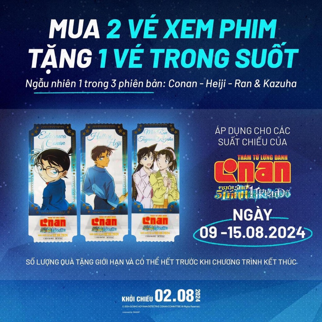 Pack thẻ Ticket Conan Movie 27: Ngôi Sao Năm Cánh 1 Triệu Đô - Quà tặng ...