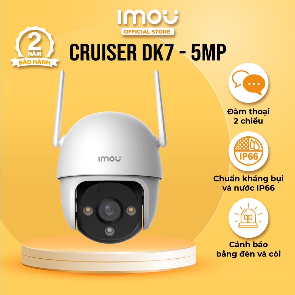 Camera Wifi ngoài trời Imou Cruiser DK7 I 3MP/5MP I Chống nước IP66 I Loa cảnh báo I Màu về đêm ...