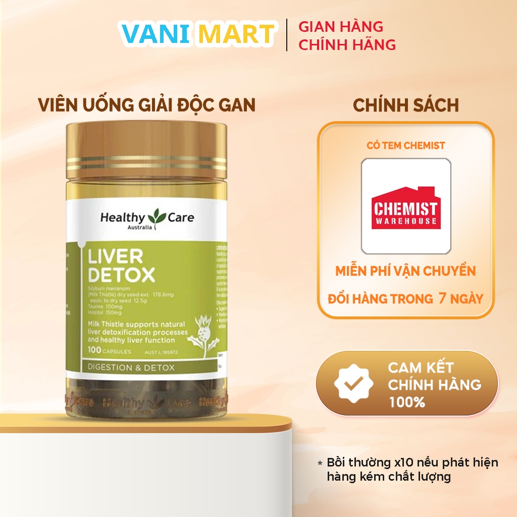 Viên uống giải độc gan Liver Detox Healthy Care Úc giúp thanh lọc thải ...