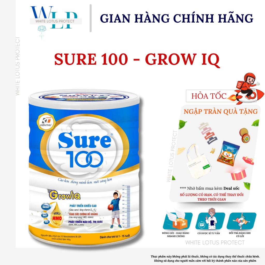 [HCM] Sữa Sure 100 Grow IQ Giúp phát triển chiều cao, trí não, tăng cân ...