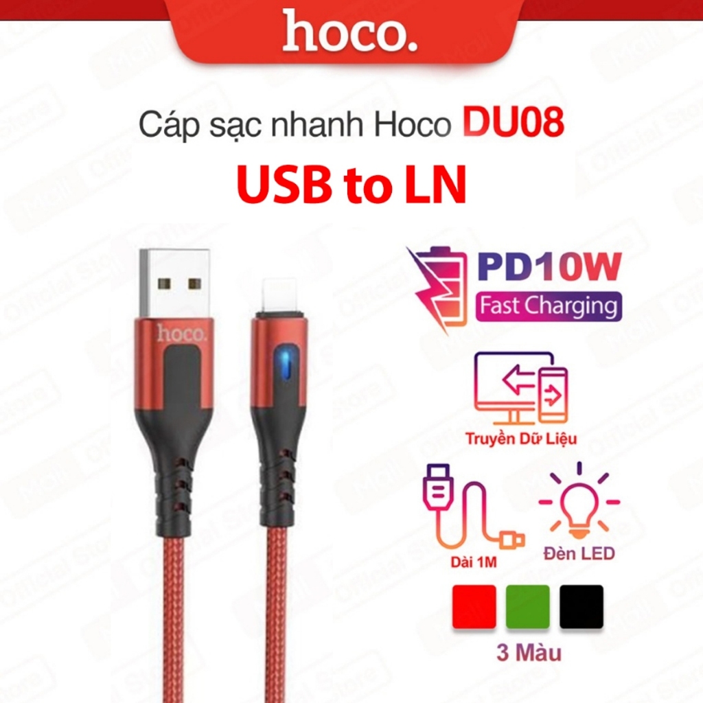 Cáp Hoco DU08/DU08 Plus USB to IP dùng cho ip6/7/8/X/11/12/13/14 dây ...