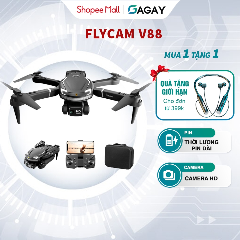 Flycam V88,flycam mini giá rẻ xa chụp ảnh zoom 50x, chất lượng HD GAGAY | Shopee Việt Nam