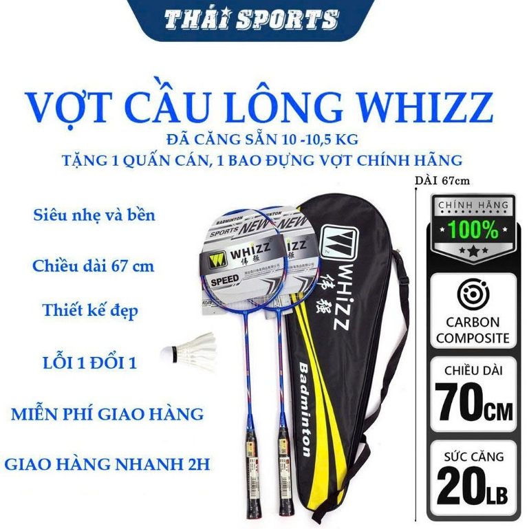 Vợt cầu lông Whizz S8, S520 .S10 đã căng sẵn lưới 10-12 kg khung 100% ...