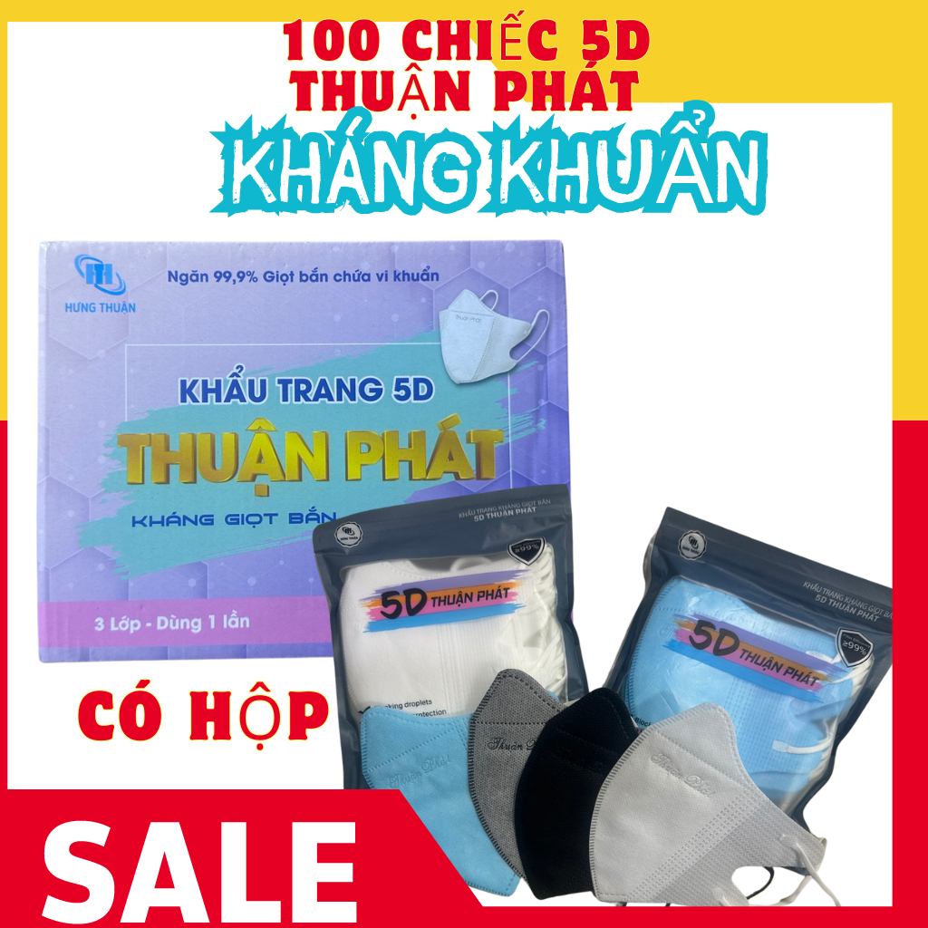 THÙNG 100 CHIẾC KHẨU TRANG 5D THUẬN PHÁT 3 LỚP KHÁNG KHUẨN CHÍNH HÃNG | Shopee Việt Nam