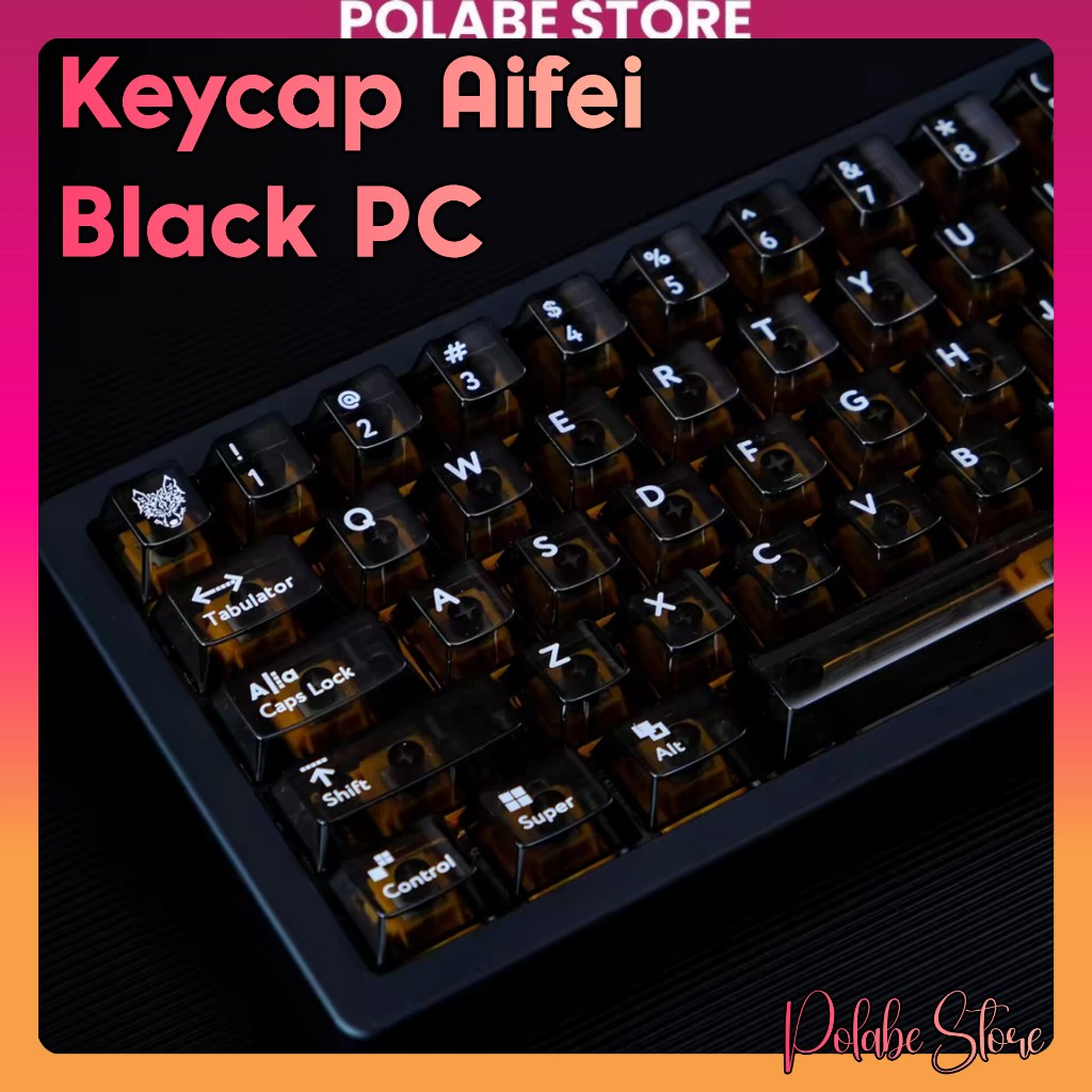 Keycap Aifei Black PC xuyên led Cherry profile Phím Cơ Gateron Polabe ...