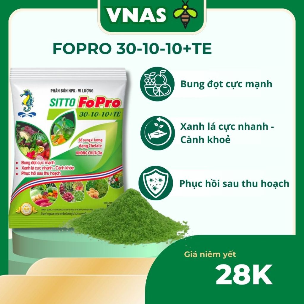 Phân Bón Lá Fopro 30-10-10+TE VNAS Bung Đọt Cực Mạnh, Xanh Lá Cực Nhanh ...