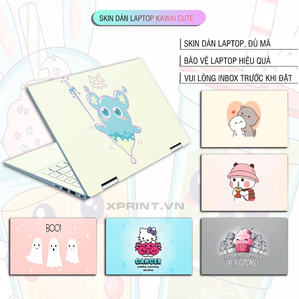 Miếng dán laptop, Mẫu Kawaii cute cho Laptop Laptop Acer, HP, Dell ...