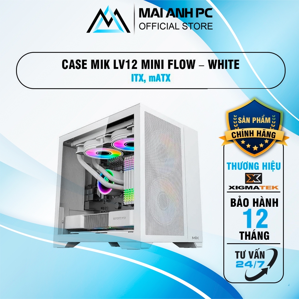 Vỏ Case máy tính MIK LV12 MINI FLOW - WHITE/ MIK MORAX 3FA Black (Sẵn 3 ...
