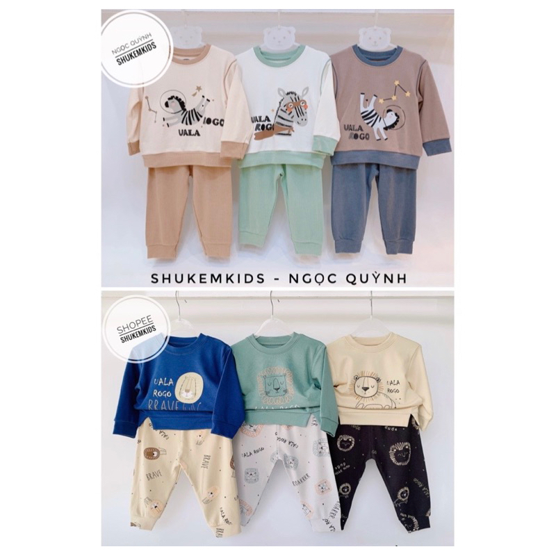 Uala rogo - Bộ dài tay nỉ mềm Uala bé trai gái 3653 | Shopee Việt Nam