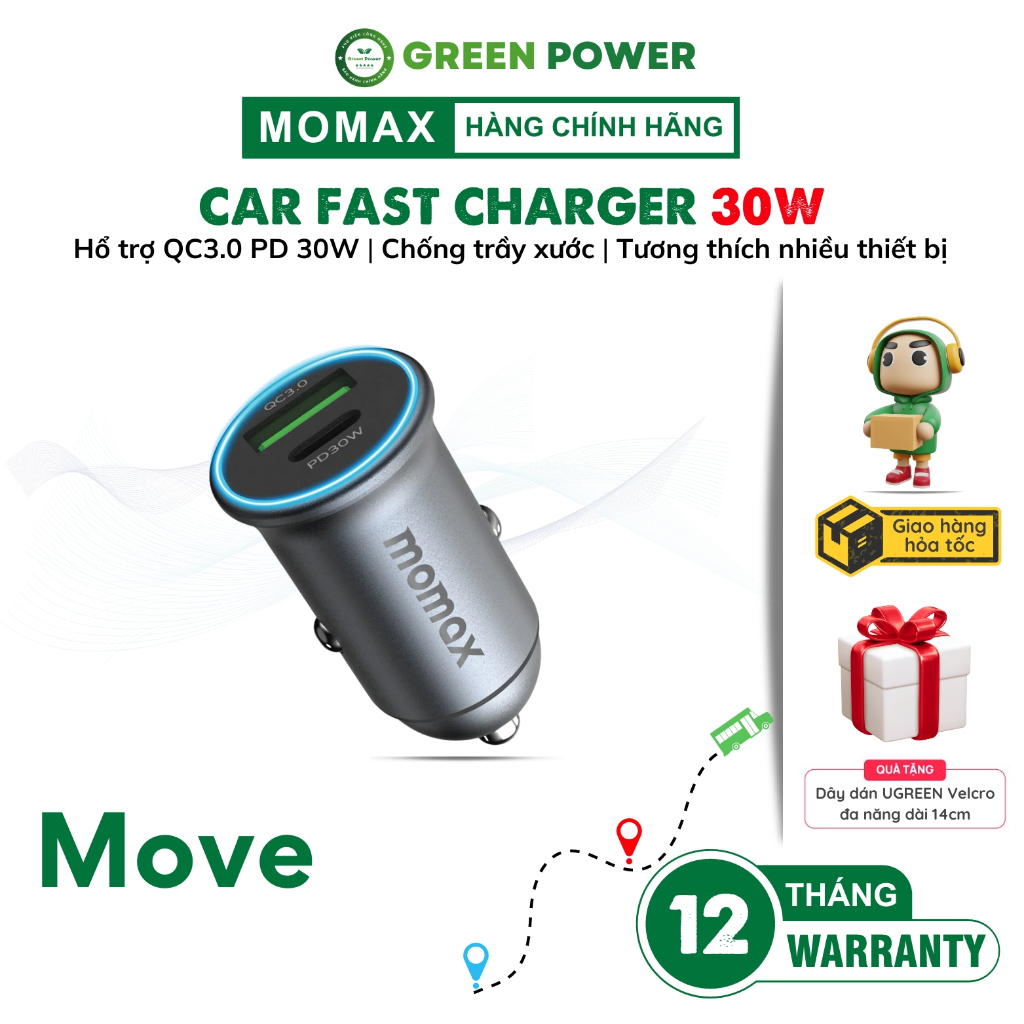 Tẩu Sạc Nhanh Ô Tô Momax MoVe 30W UC18 2 Cổng, Hổ trợ Sạc Nhanh QC 3.0 - Hàng Chính Hãng ...
