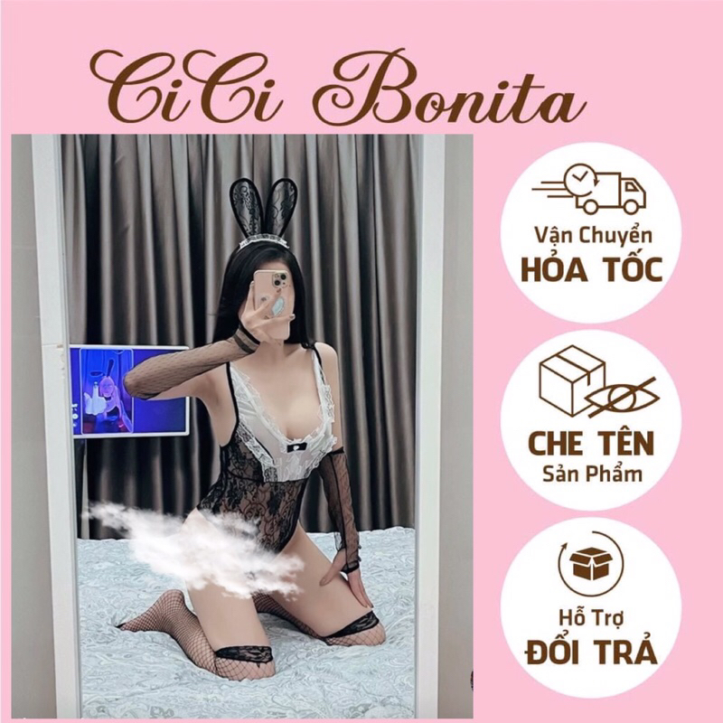 [Ảnh thật] Đồ ngủ cosplay sexy - Bodysuit ren hóa trang cô thỏ gợi cảm CP11 | Shopee Việt Nam