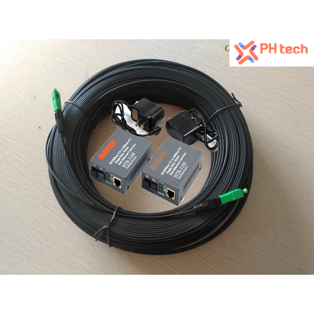 100m Dây cáp quang 1fo ,bấm 2 đầu fc sc/acp 1fo,bộ chuyển đổi quang ...