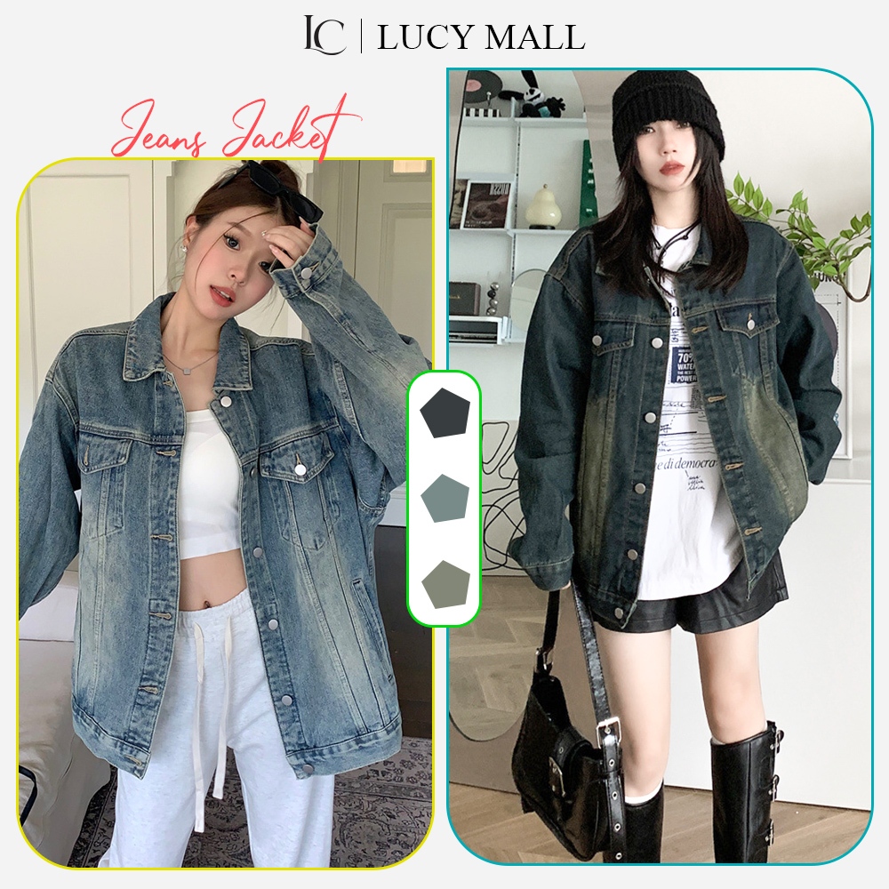 Áo Khoác Bò Jeans Nữ Nam Unisex basic Lucy form Rộng Áo chất jean dày ...
