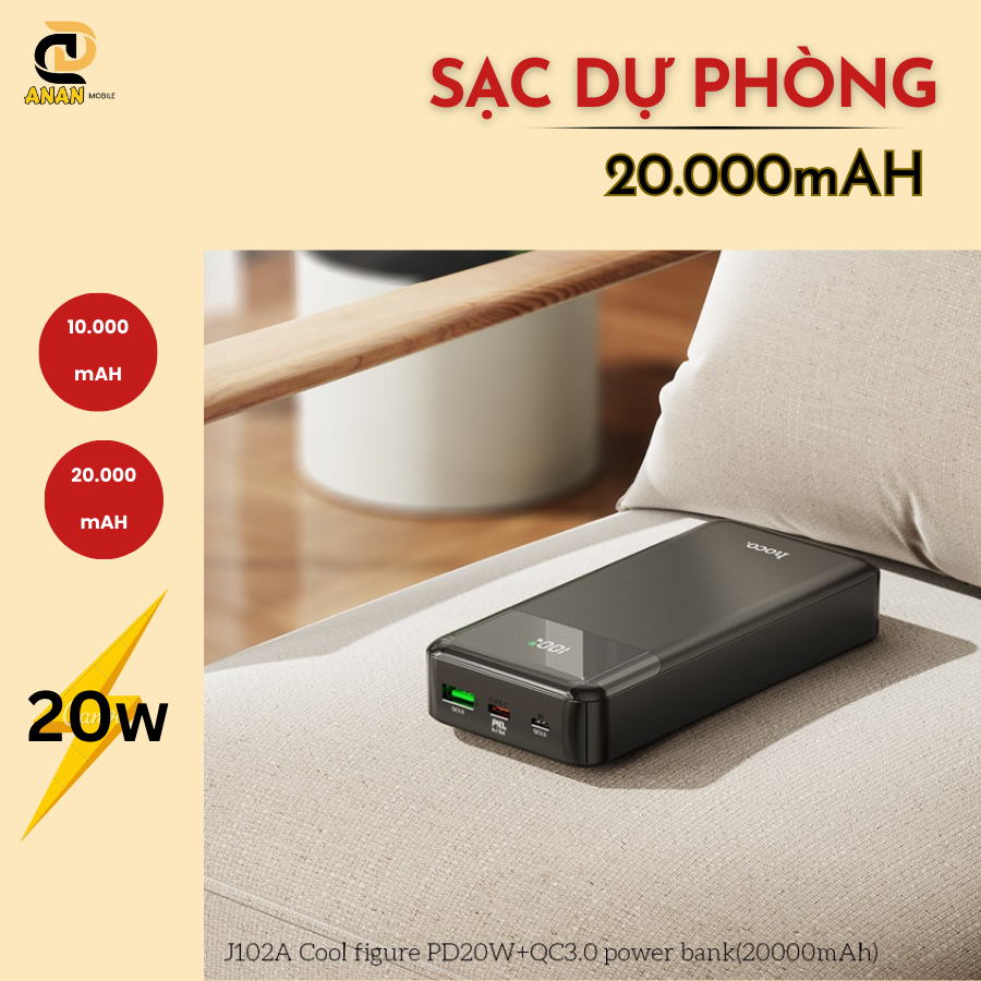 Pin Sạc Dự Phòng Hoco J102/J102A Dung Lượng 10000mAh/ 20000mAh, Sạc ...