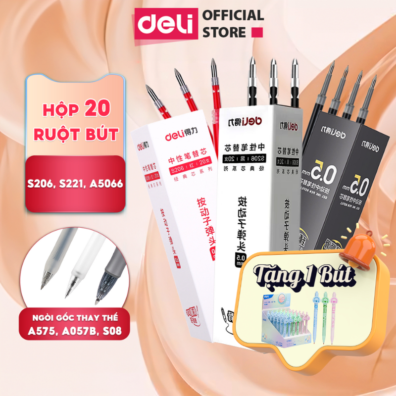 Combo 10/20 Ngòi Ruột gốc bút gel Deli 0.5mm dùng cho bút gel A575 A057B lâu hết mực trơn tru ...