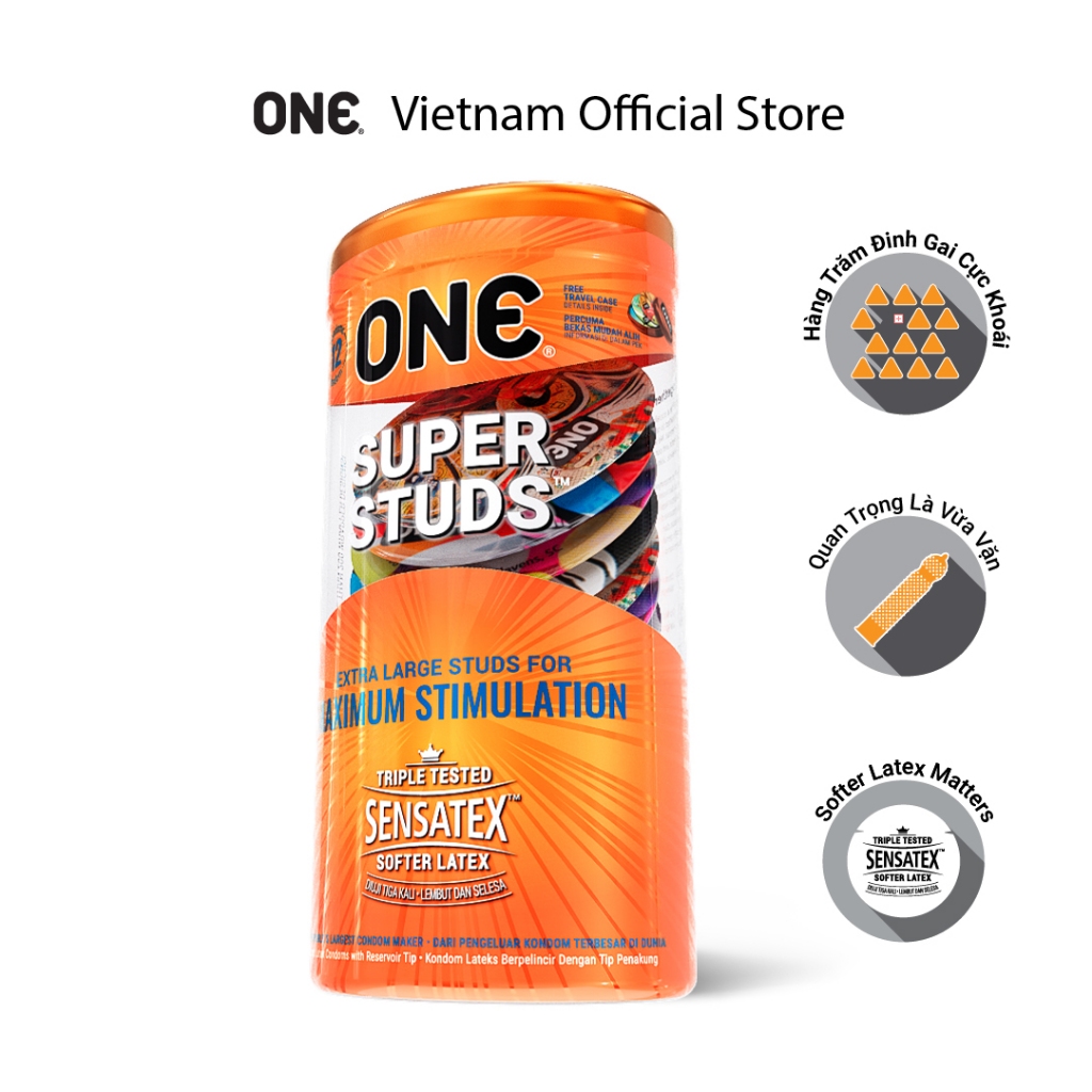 [CHÍNH HÃNG] Bao Cao Su ONE của Mỹ có gai mềm cực đại| One Super Studs size 53mm Hộp 3-12 cái ...