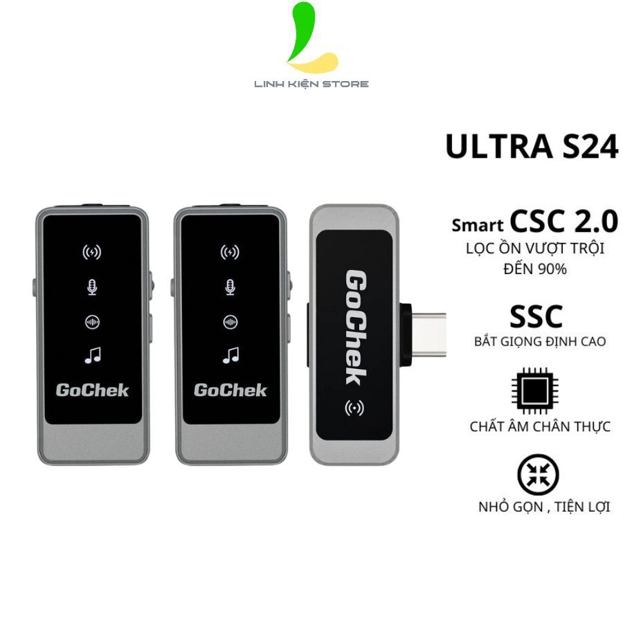 Micro Thu Âm Không Dây GoChek Ultra S24 - Micro Dung Lượng Pin Cao Chế ...