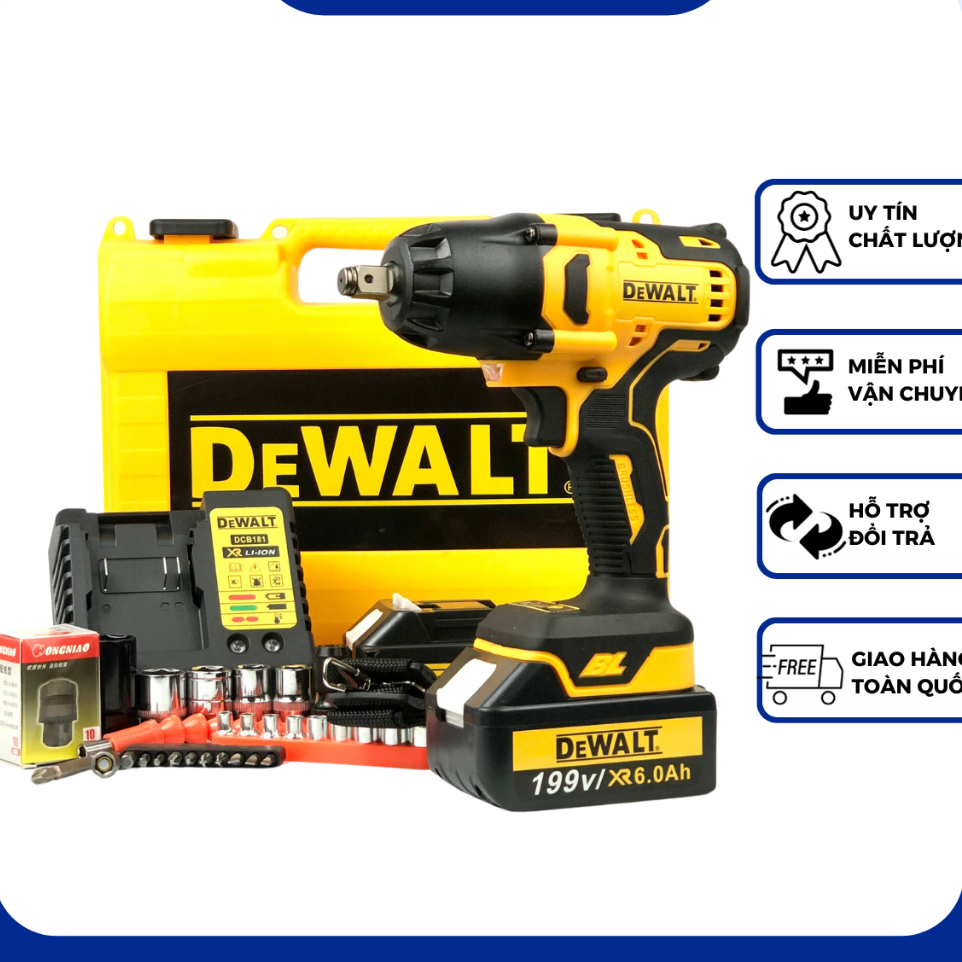 Máy Siết Bulong Dewalt 980N.m - Động Cơ Không Chổi Than - Sài Pin Dung ...