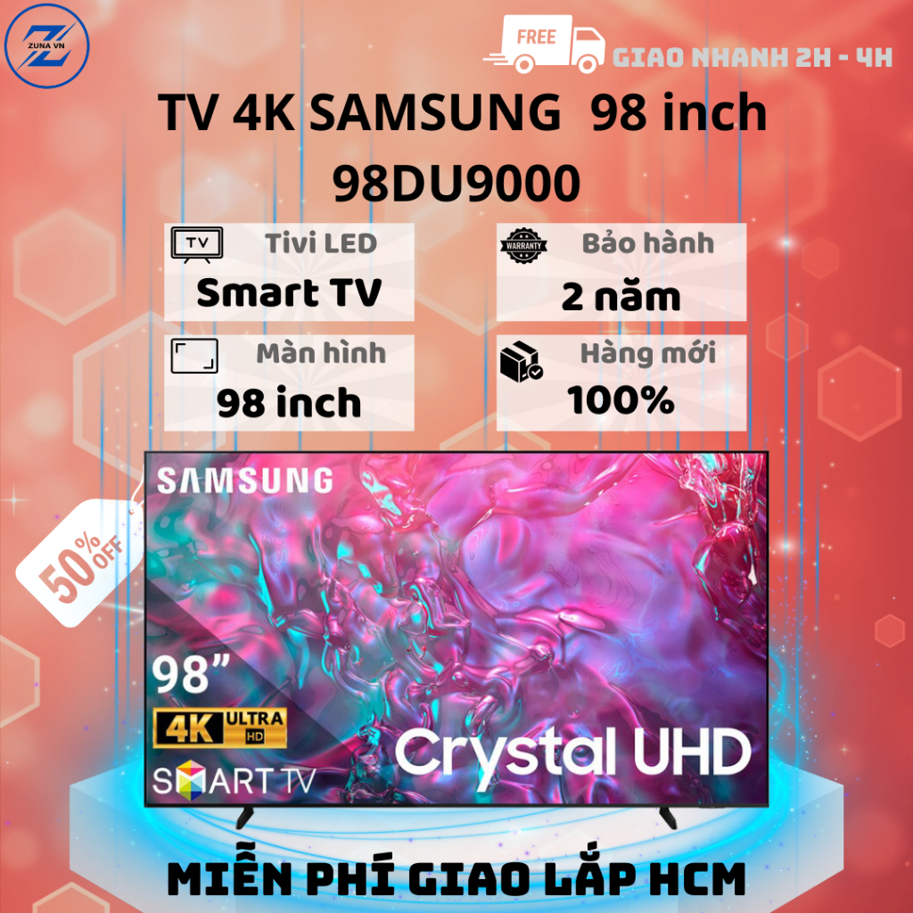 Smart Tivi Samsung 4K Crystal UHD 98 inch 98DU9000 - Bảo hành chính ...