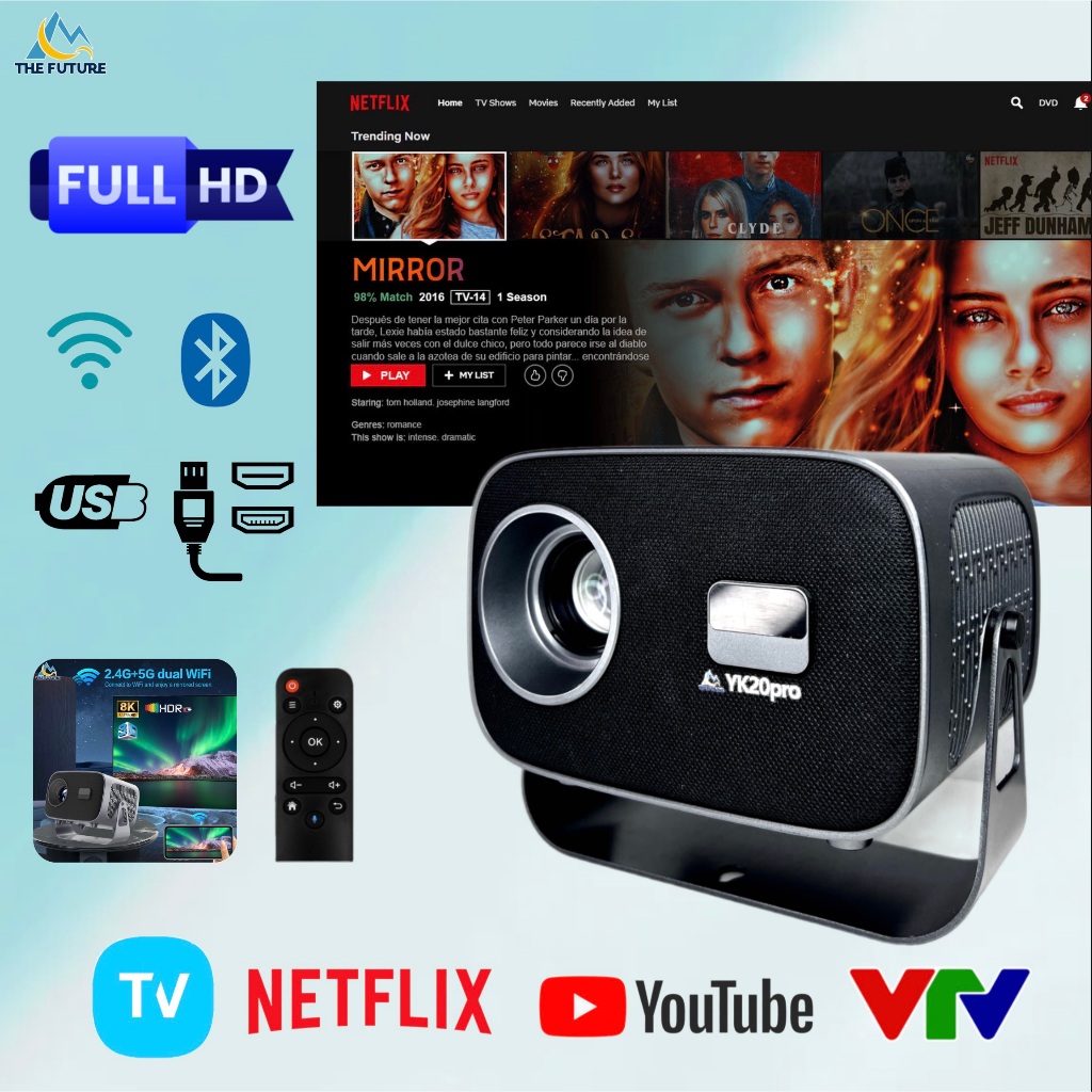 Máy chiếu mini A2 YK20 Pro The Future VN projector xem phim chơi game ...