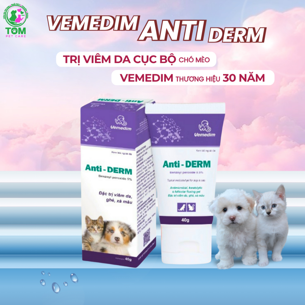 ANTI DERM Vemedim trị viêm da, ghẻ, xà mâu cho chó mèo - Tuýp 40gam ...