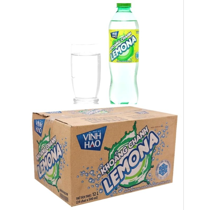 NƯỚC KHOÁNG CHANH CÓ GA VĨNH HẢO LEMONA - THÙNG 24 CHAI 500ML | Shopee Việt Nam