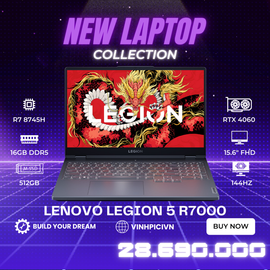 Laptop Lenovo Legion 5 R7000 2024 (R7 8745H/ RTX 4060/ Ram 16GB/ SSD ...
