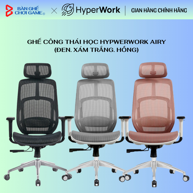 Ghế công thái học Hyperwork Airy OC02 (Đen, Trắng Xám, Hồng) - Hàng ...