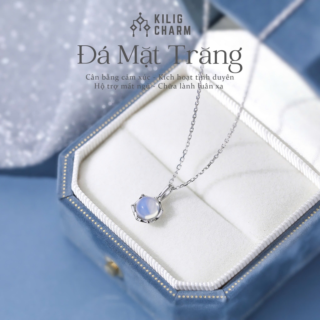 Dây chuyền nữ bạc s925 đá mặt trăng thu hút tình duyên, hỗ trợ ngủ ngon ...