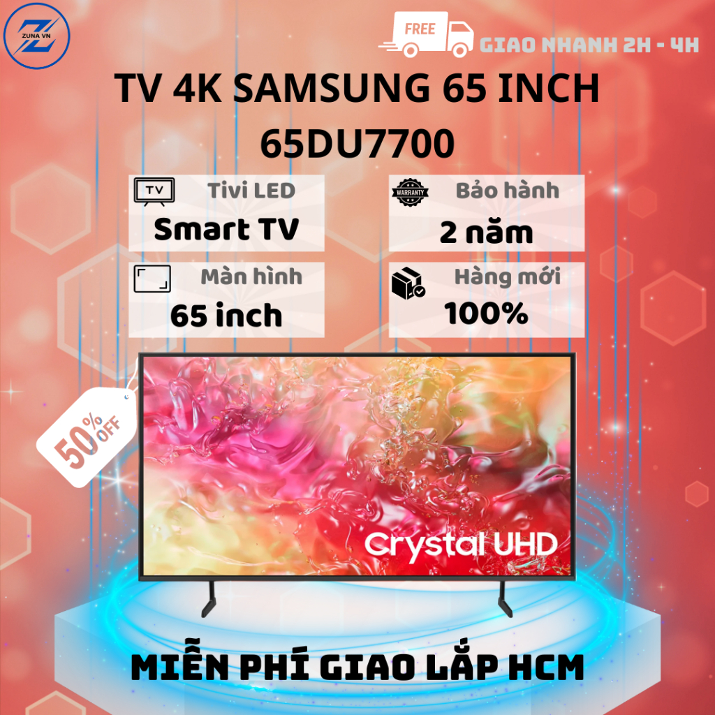 Smart Tivi Samsung 4K Crystal UHD 65 inch 65DU7700 - Bảo hành chính ...