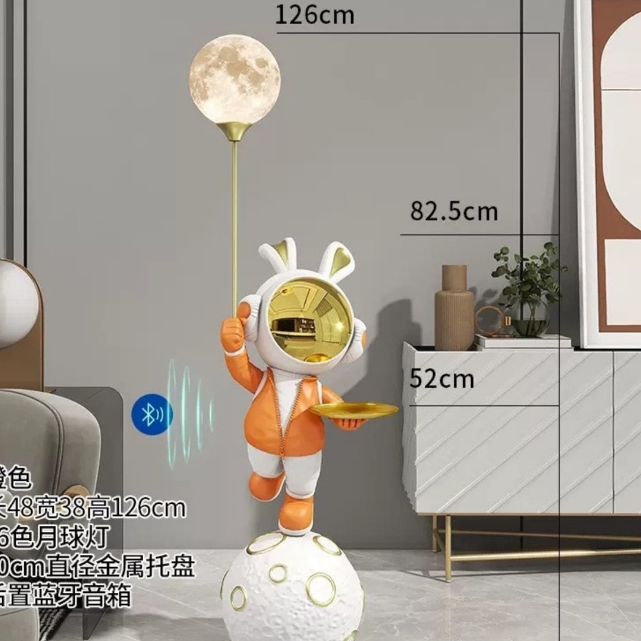 Tượng PHI HÀNH GIA TAI THỎ bê khay tích hợp ĐÈN NGỦ + LOA BLUETOOTH ...