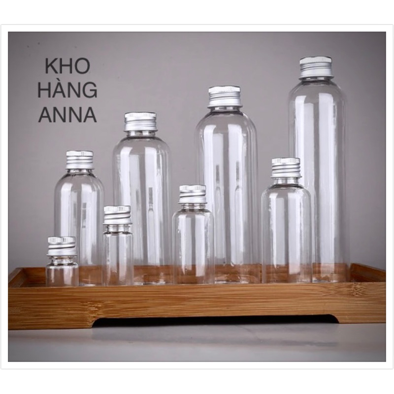 Chai nhựa NÂU / TRONG nắp nhôm - VỎ CHAI PET NẮP NHÔM BẠC / Vàng - lọ nắp kim loại 50ml 100ml ...
