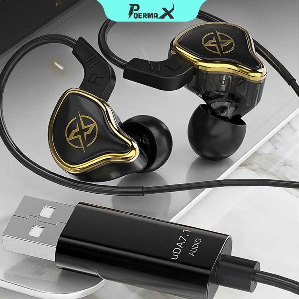 Tai nghe nhét tai dành riêng cho máy tính bàn và laptop, dây dài 2.5m , âm thanh Hifi - Poermax ...