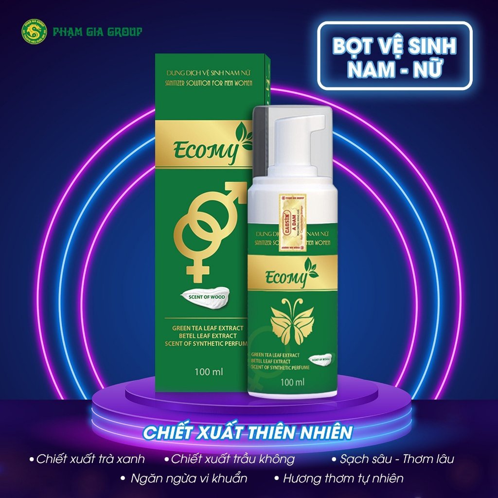 BỌT VỆ SINH NAM, NỮ ECOMY 100ML-Thành phần lành tính, Sạch sâu, ngăn ...