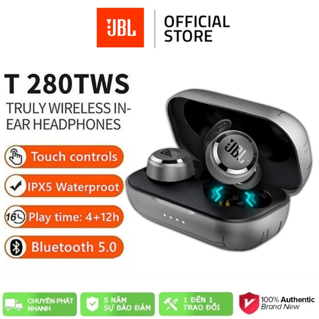 Tai Nghe Bluetooth 5.0 Không Dây Chống Nước IPX5 JBL T280 TWS | Shopee Việt Nam