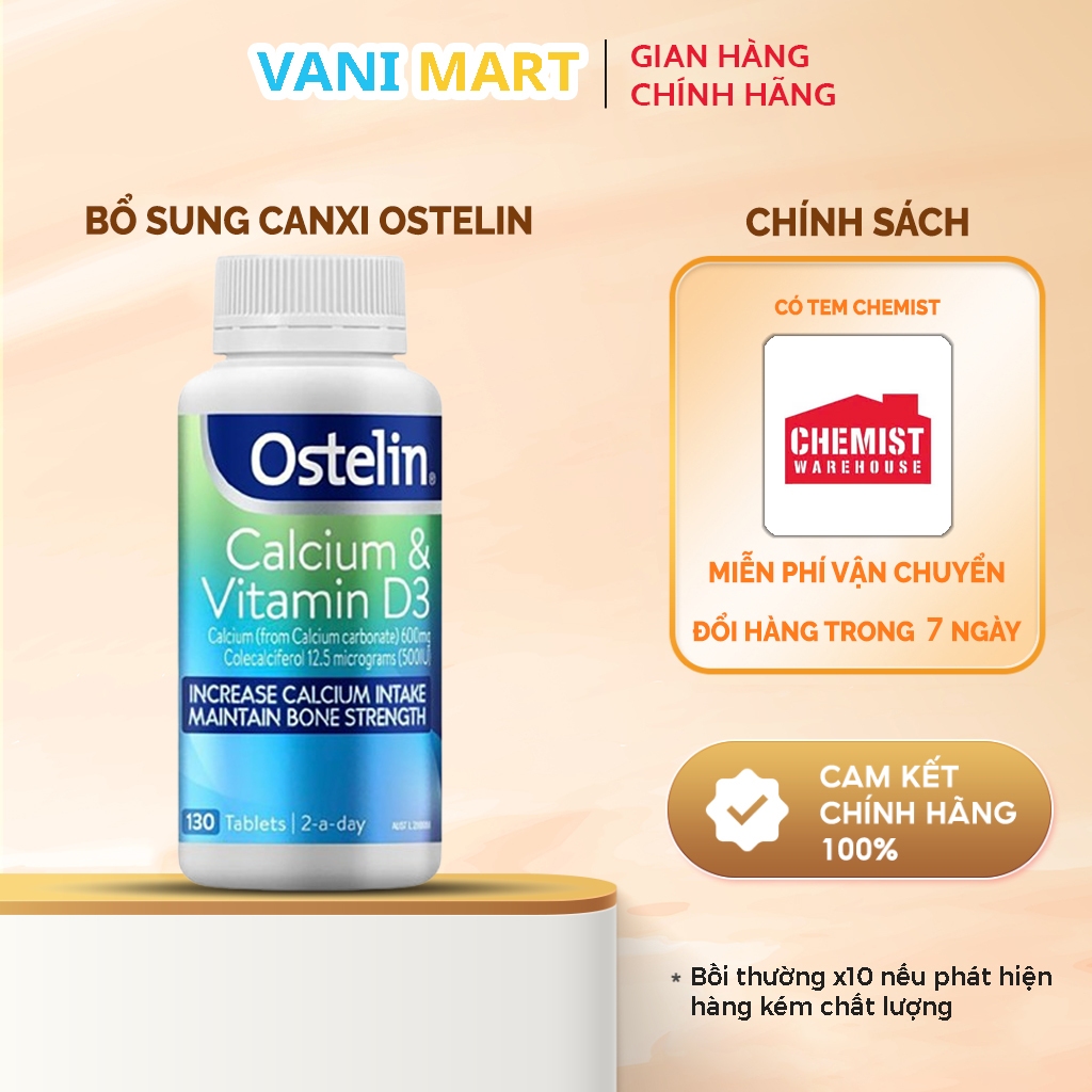 [ Chính Hãng ] Viên uống bổ sung Canxi D3 cho mẹ bầu, người lớn Ostelin Calcium & Vitamin D3 Úc ...