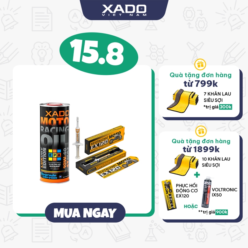 Combo nhớt xe số XADO racing upgrade 10w40 1L + Phụ gia Xado Ex120 Moto ...