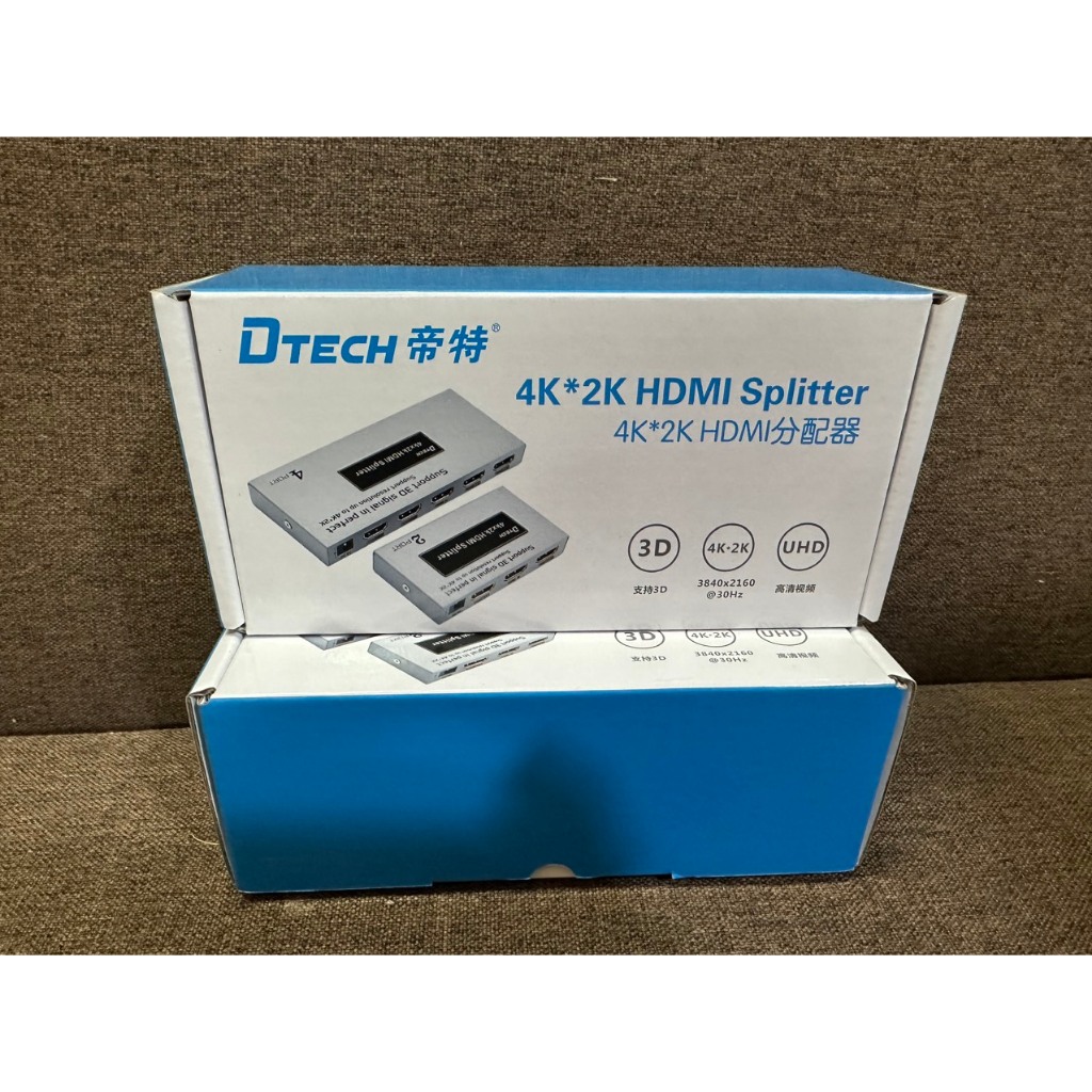 Bộ chia HDMI 1 ra 2 Dtech DT-7142A hỗ trợ độ phân giải lên tới 4K ...