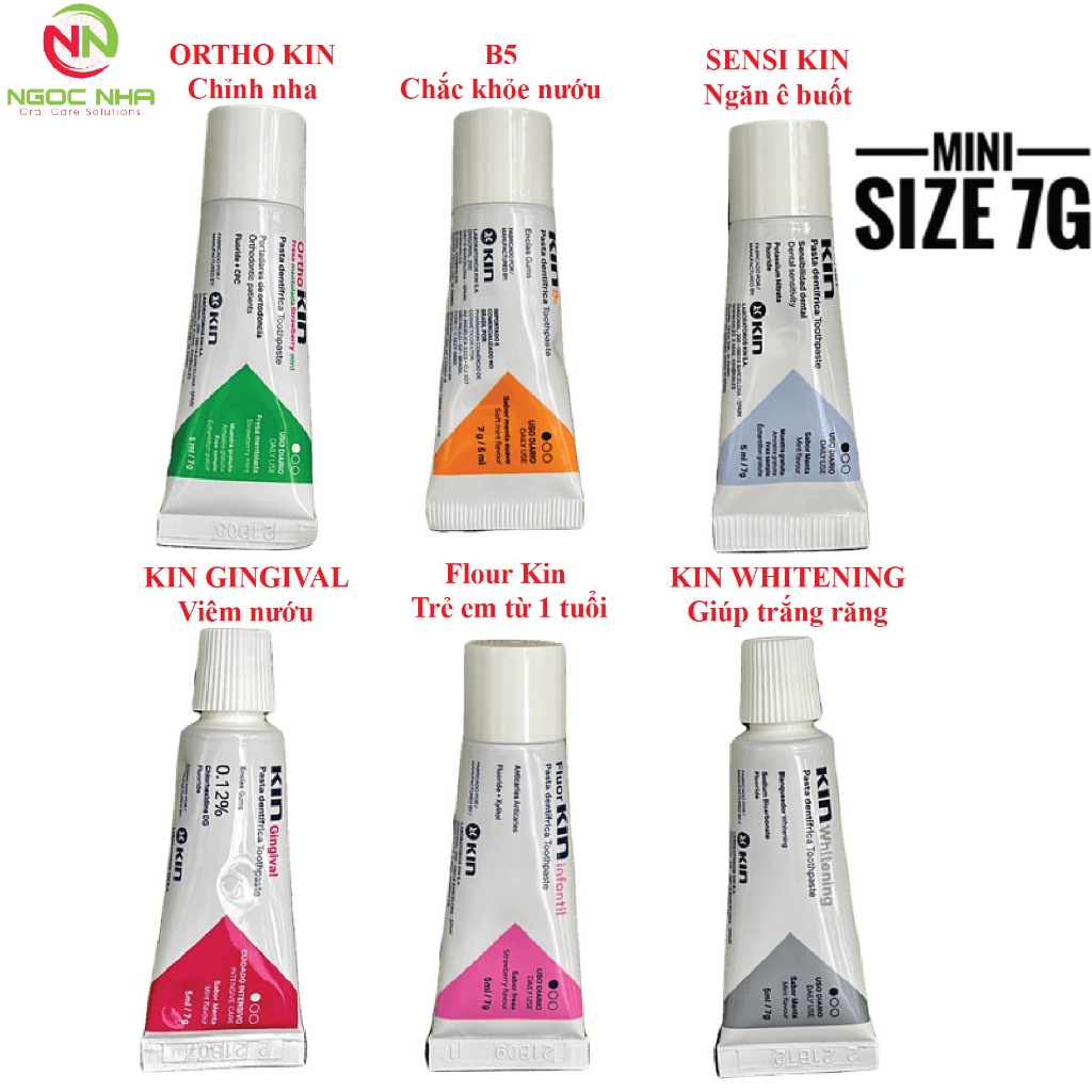 [Mini size 7g] Kem đánh răng Kin (Ortho Kin, B5, Sensi Kin, Gingival ...