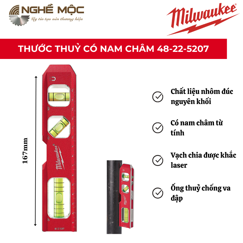 Thước thủy Milwaukee 48-22-5207 có từ tính | Shopee Việt Nam